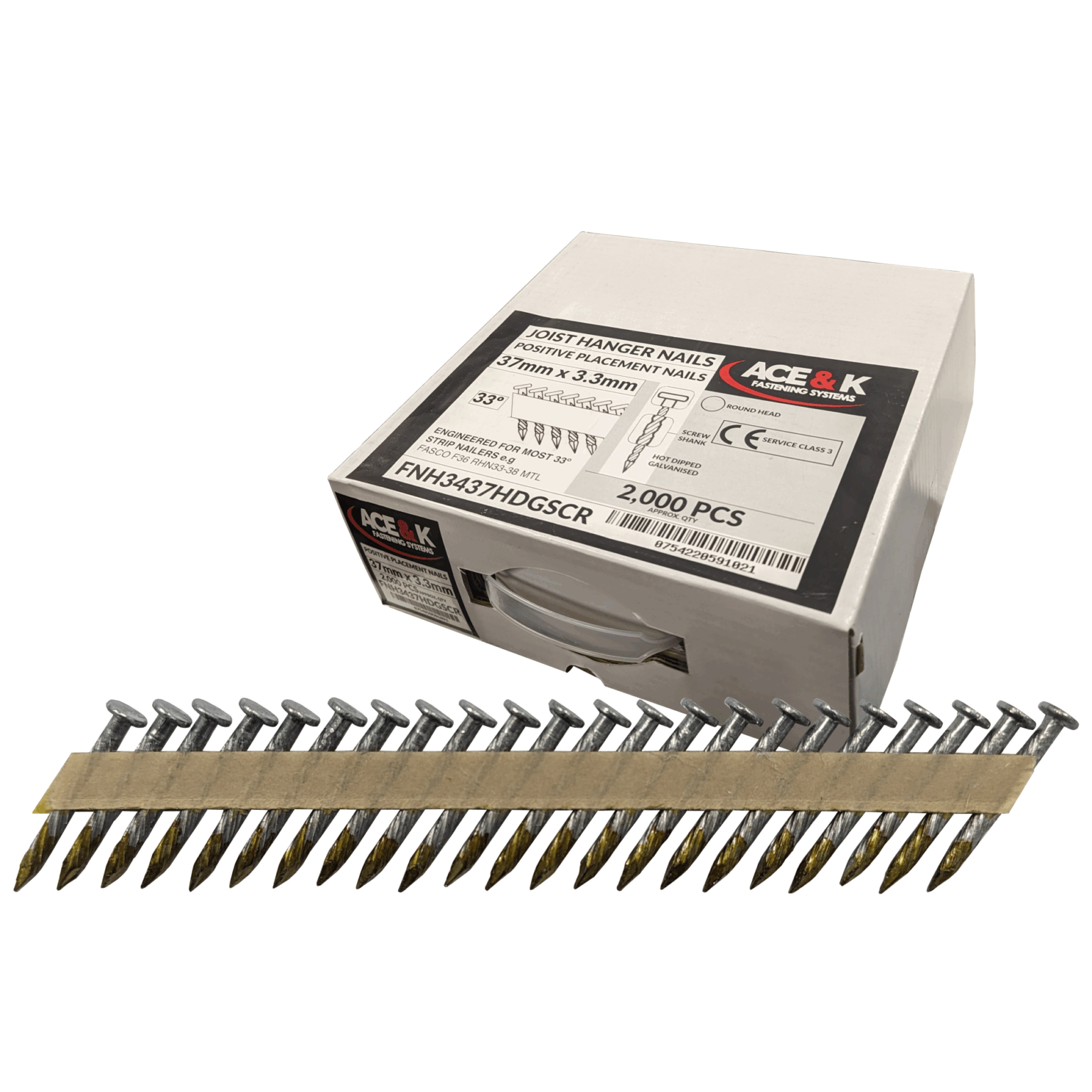 37mm Positive Placement Nails (PPN) | Ace&K - Alpha Pneumatic Supplies